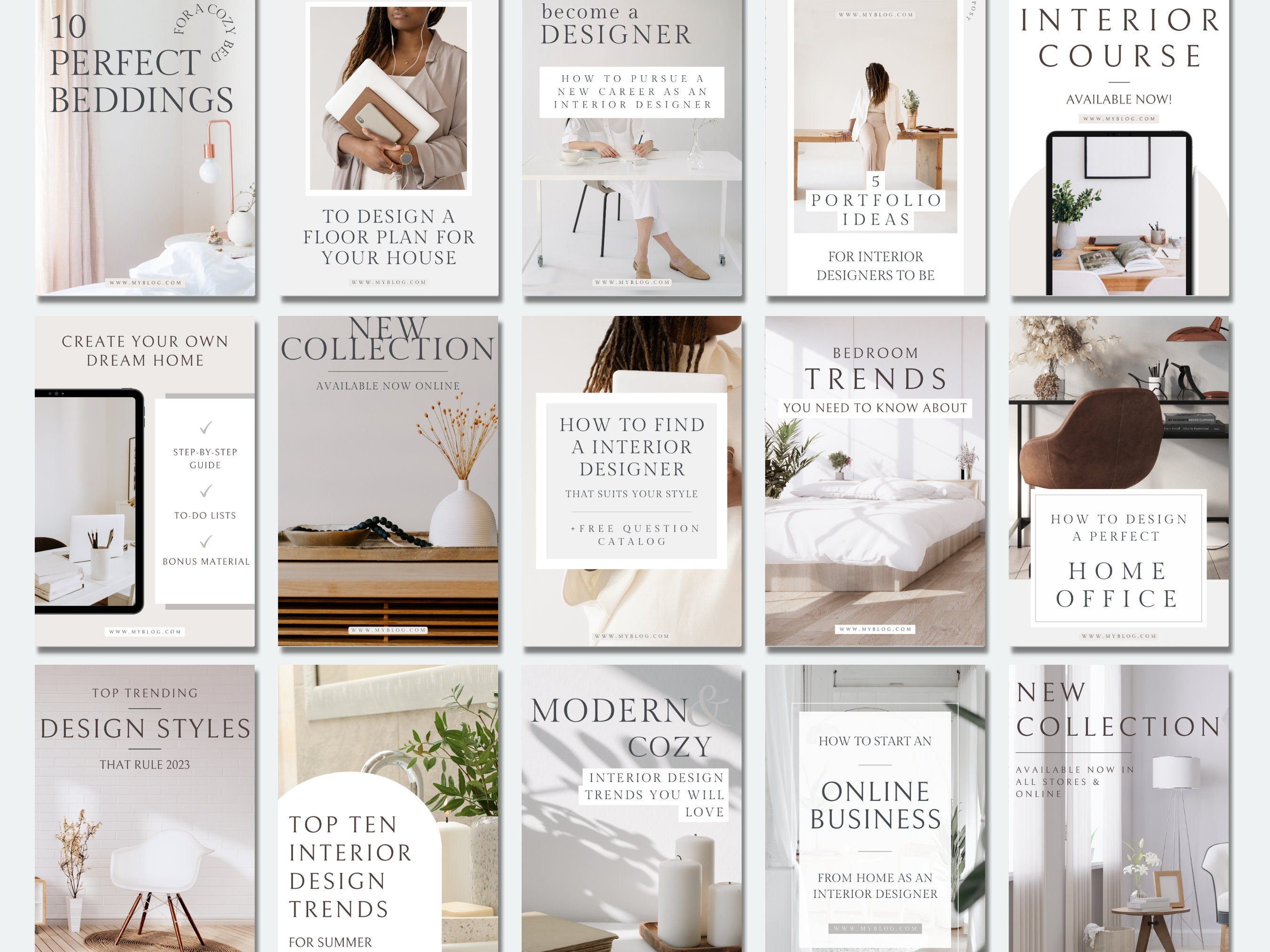 Pinterest Templates for Canva Pinterest Pin Templates Beige for ...