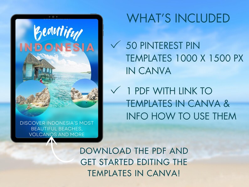 Travel Pinterest Pin Templates for Canva (50 Unique Designs) Digital ...