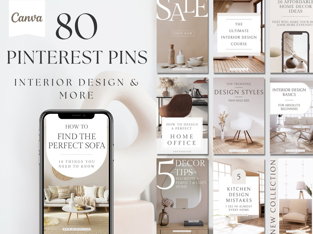 Pinterest Templates for Canva Pinterest Pin Templates Beige for ...