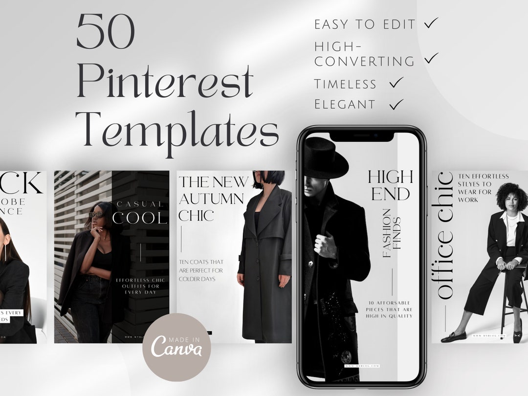 Pinterest Templates Black & White Pinterest Pin Templates Made in Canva ...