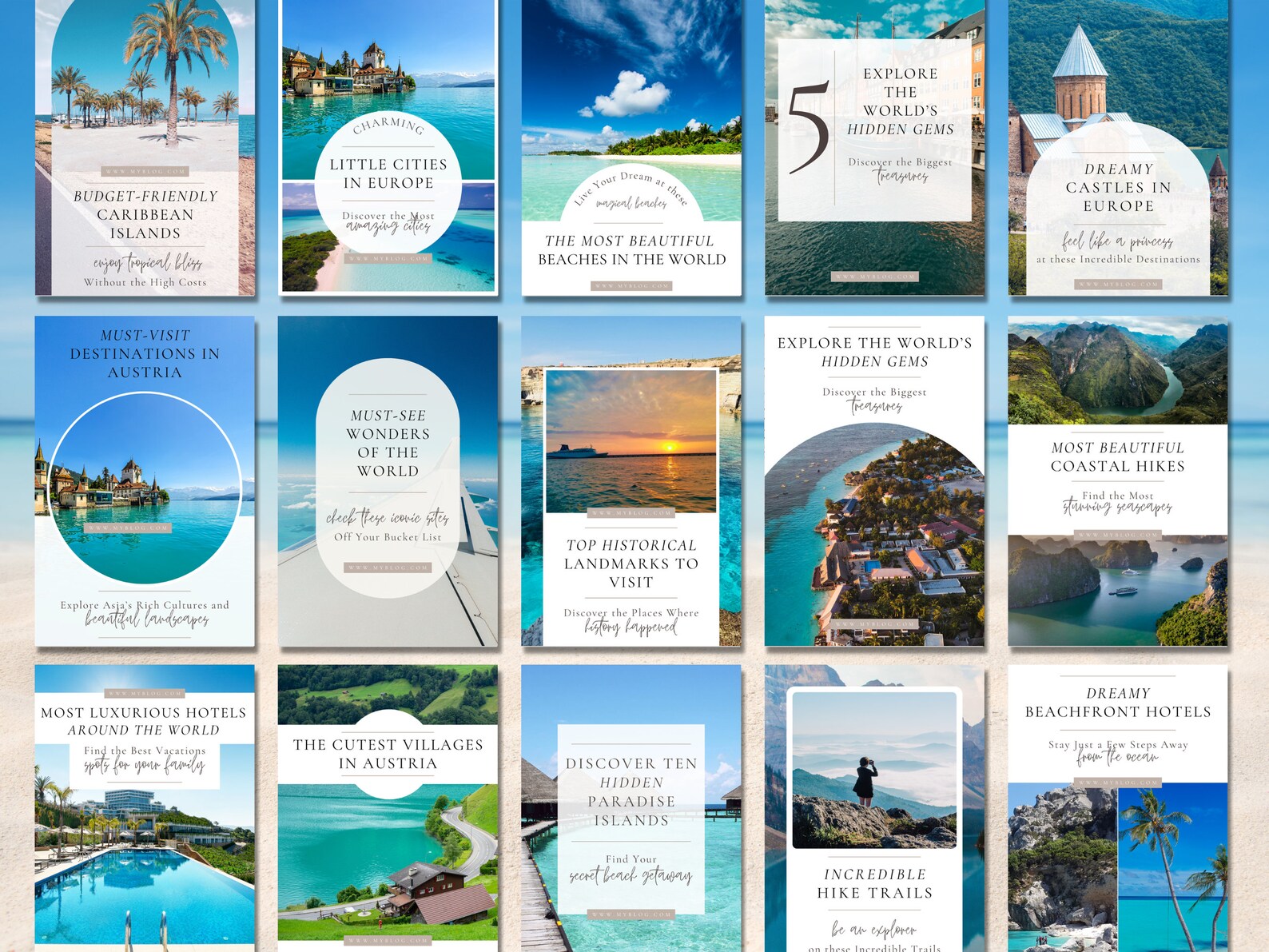 Travel Pinterest Pin Templates: 50 Canva Designs (digital Download) - Etsy