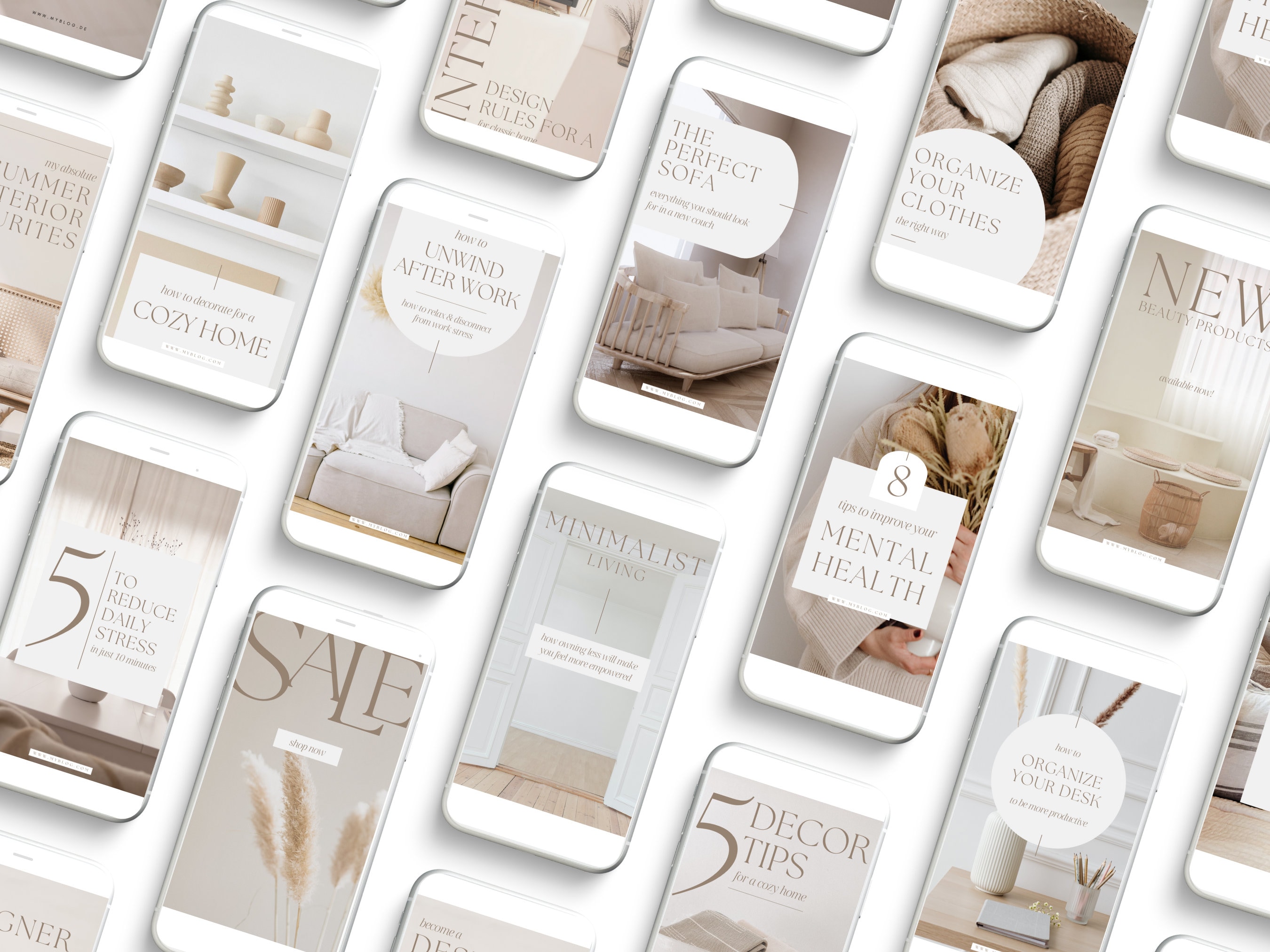 Premium Pinterest Pin Templates Canva Pinterest Templates Neutral ...