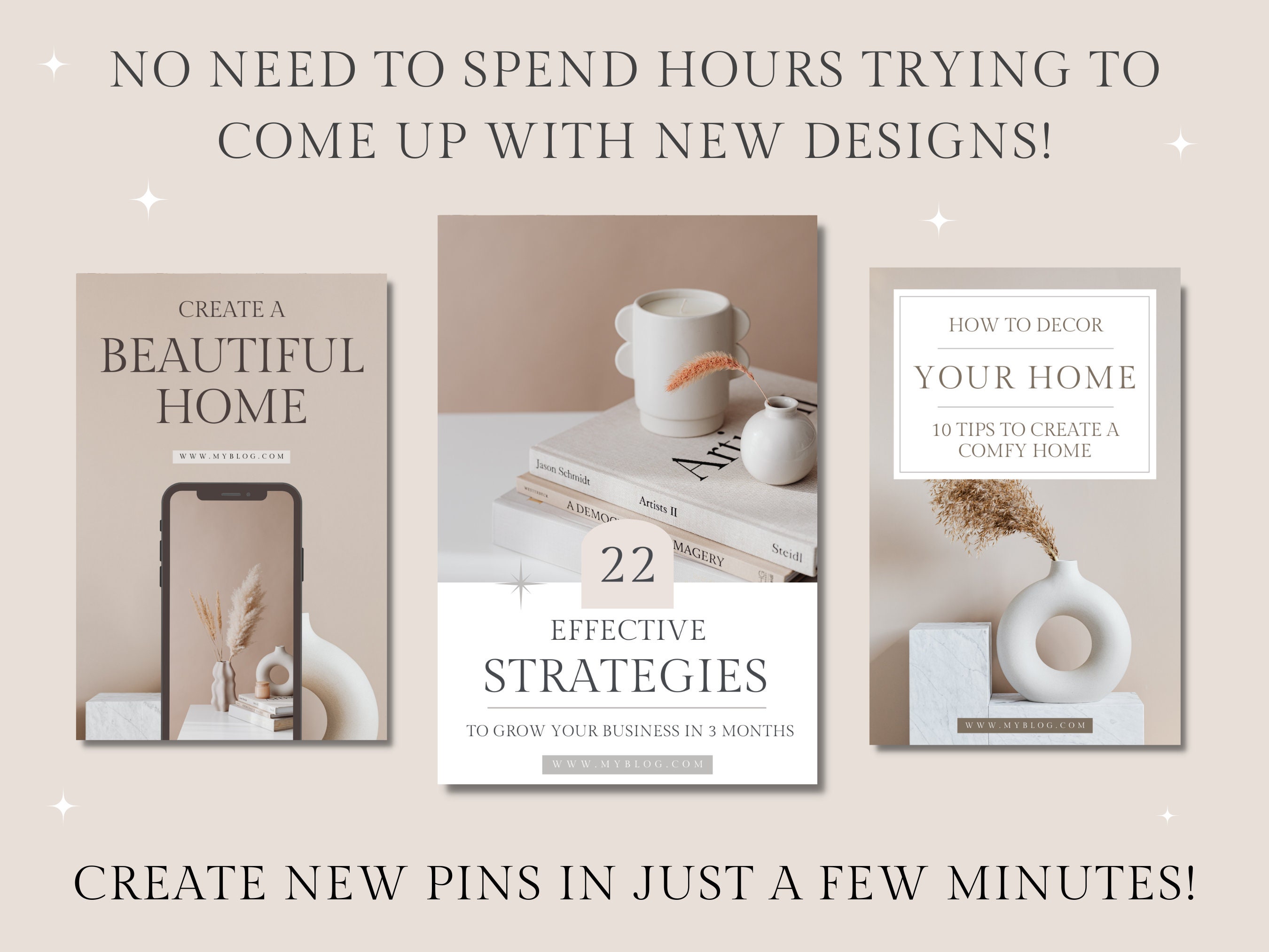 Pinterest Templates Beige Pinterest Pins Canva Pin Templates Canva ...