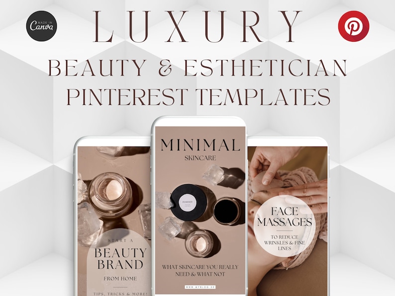 Beauty Pinterest Pin Templates for Canva, Esthetician Marketing ...
