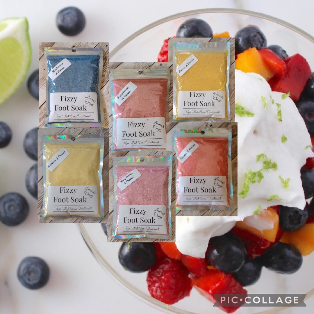 Fruit & Cream FIZZY FOOT SOAK, Spa Foot Treatment, Strawberries/cream ...