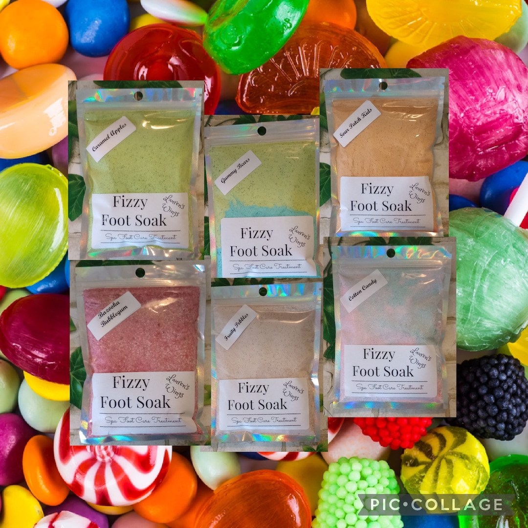 Candy FIZZY FOOT SOAK, Spa Foot Treatment, Bazooka Bubblegum, Caramel ...