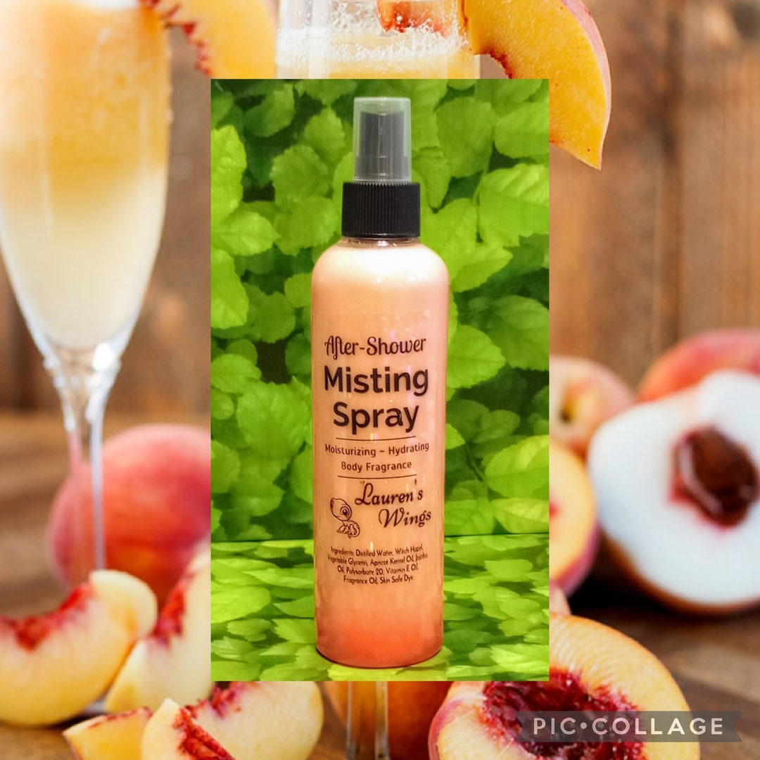 Peach Bellini AFTER SHOWER Misting SPRAY, Blend of Skin Soothing Oils ...
