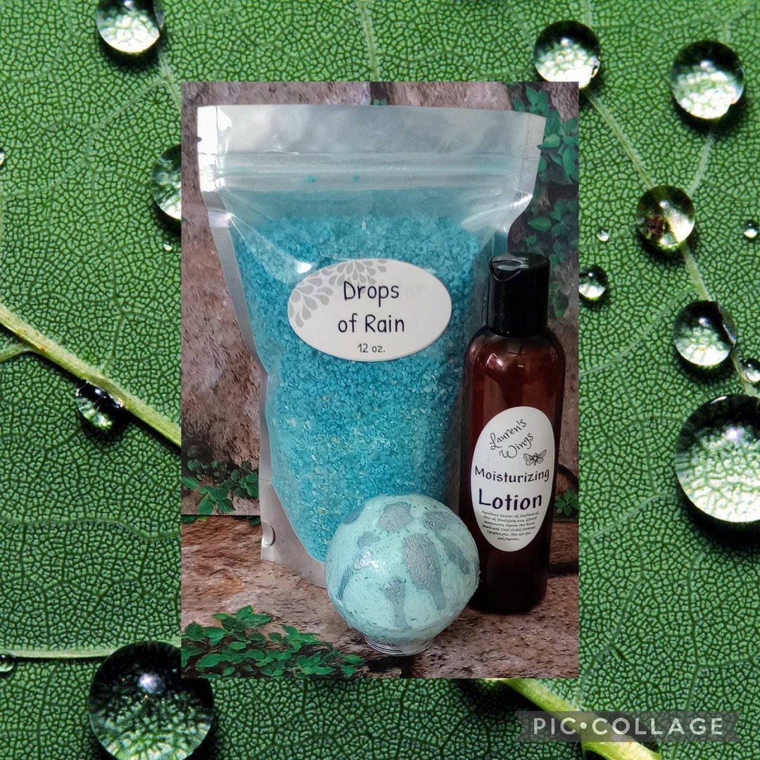 Drops of Rain BATH SALTS: Jasmine and Fresh Grass. Relaxing. Optional ...