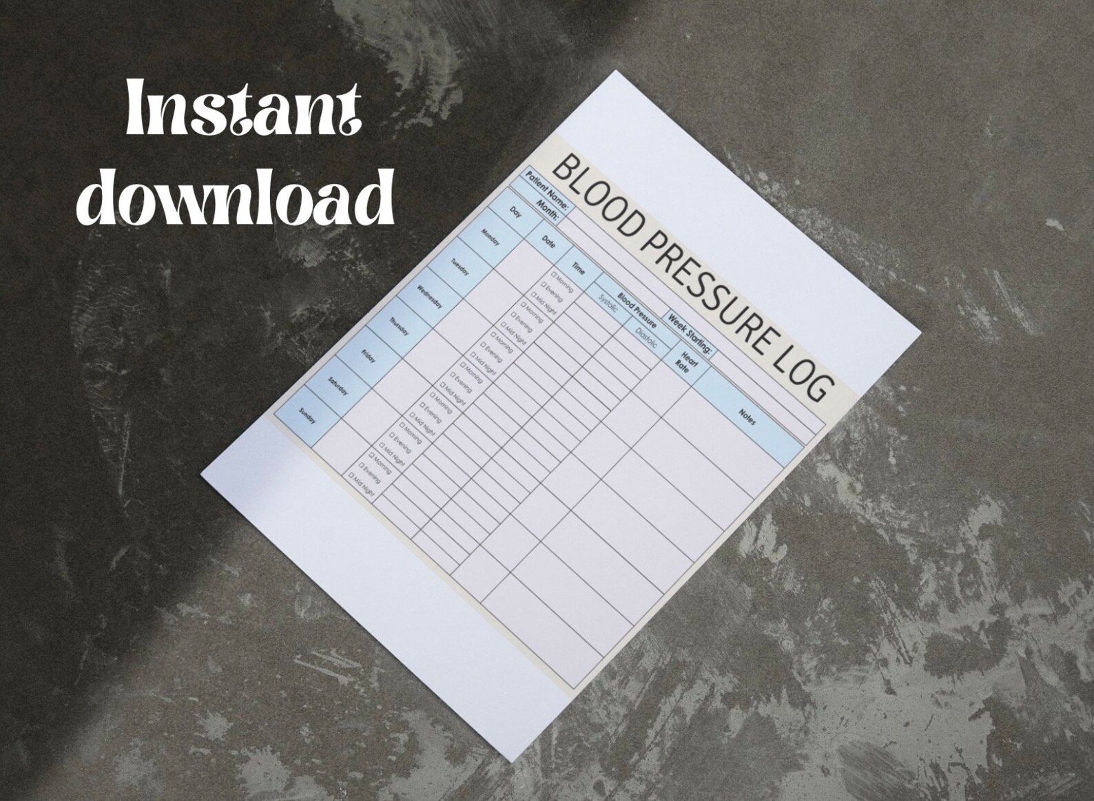 Blood Pressure Log Printable | High Blood Pressure Tracker Template ...