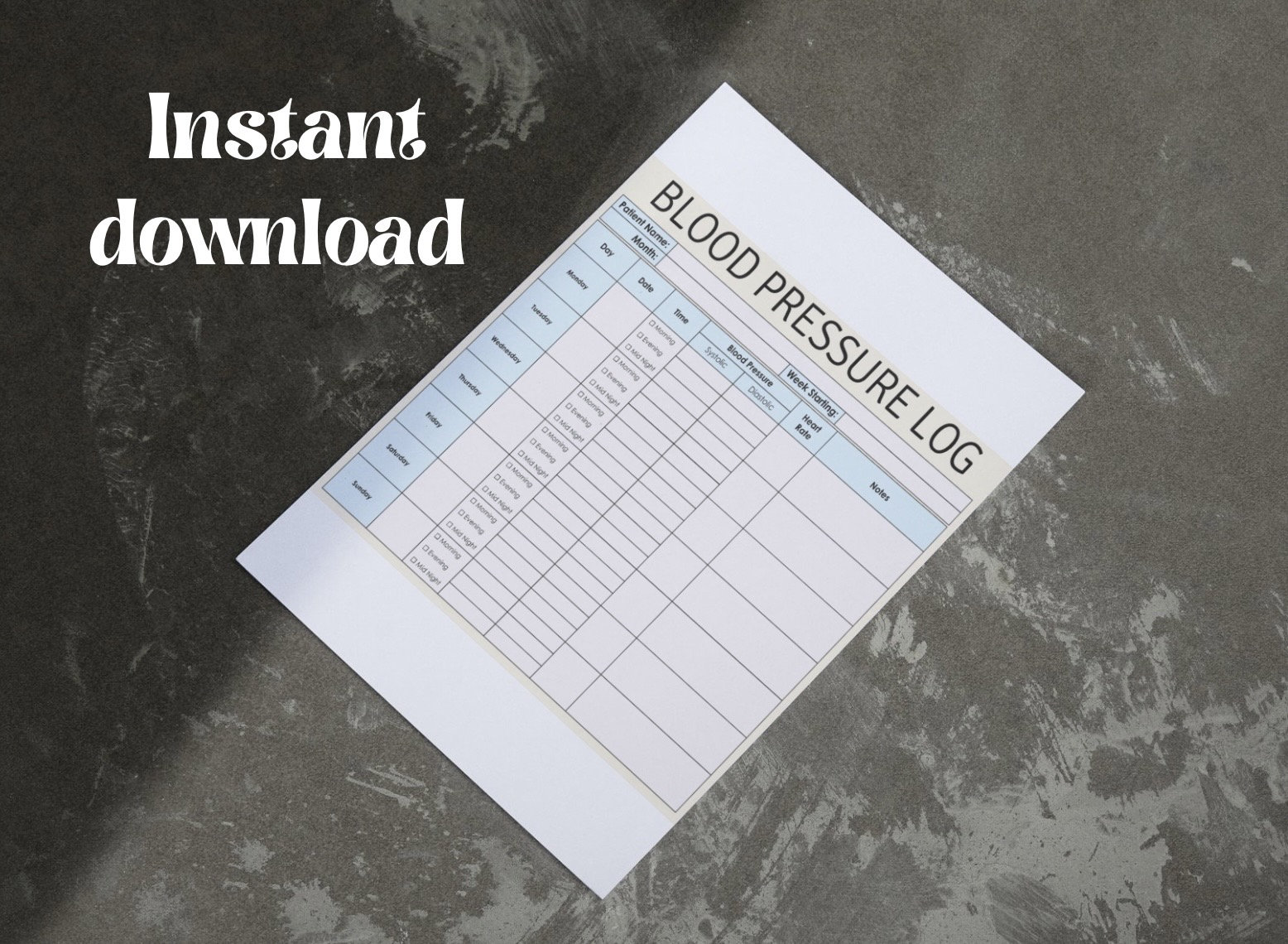 Blood Pressure Log Printable | High Blood Pressure Tracker Template ...