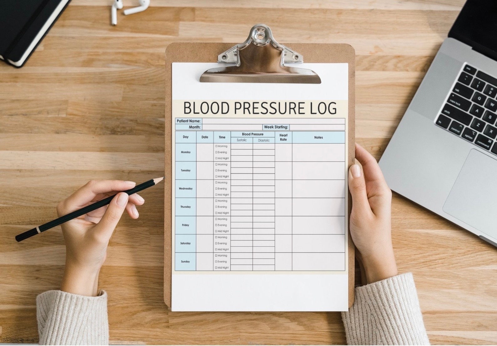 Blood Pressure Log Printable | High Blood Pressure Tracker Template ...