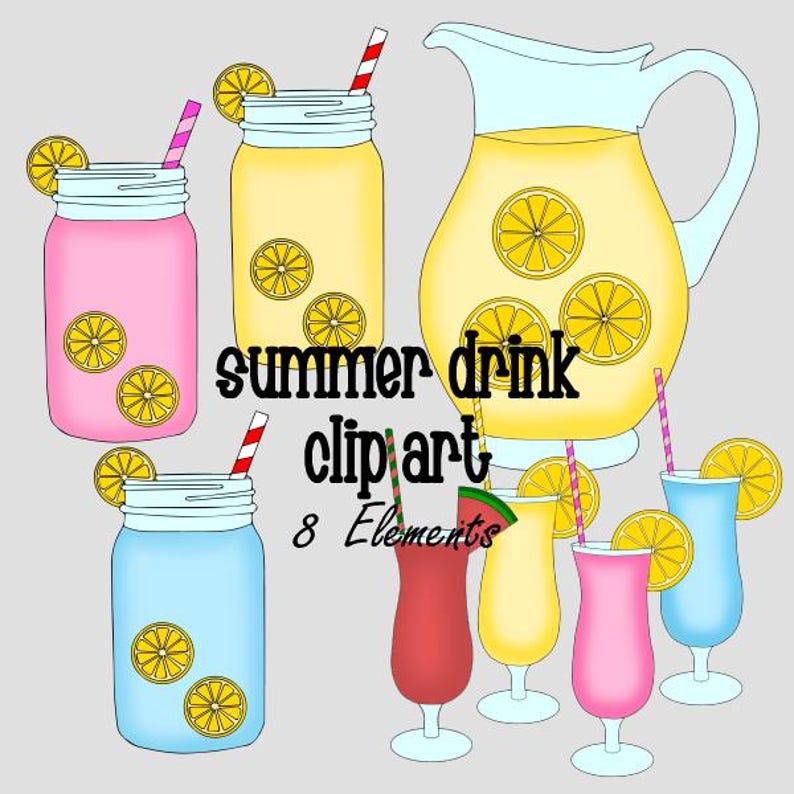 Summer Drink Clipart, Summer Drink, Lemonade, Fruit Punch, Summer Drink ...