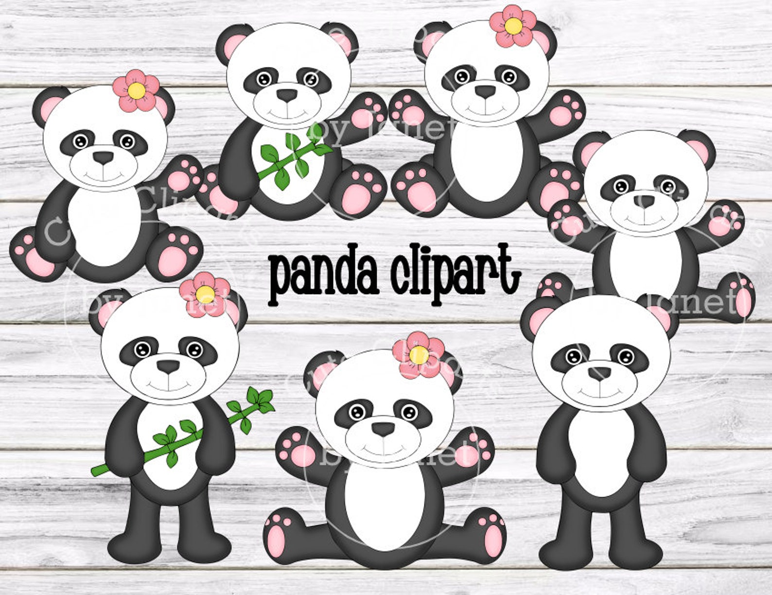 Cute Panda Clipart, Includes 12 Pandas, Instant PNG Download. - Etsy