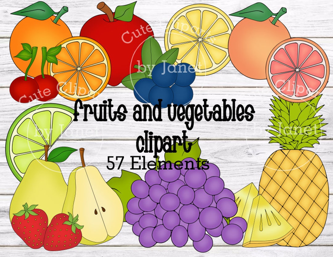Fruits and Vegetables Clip Art Includes 57 Fruit and - Etsy
