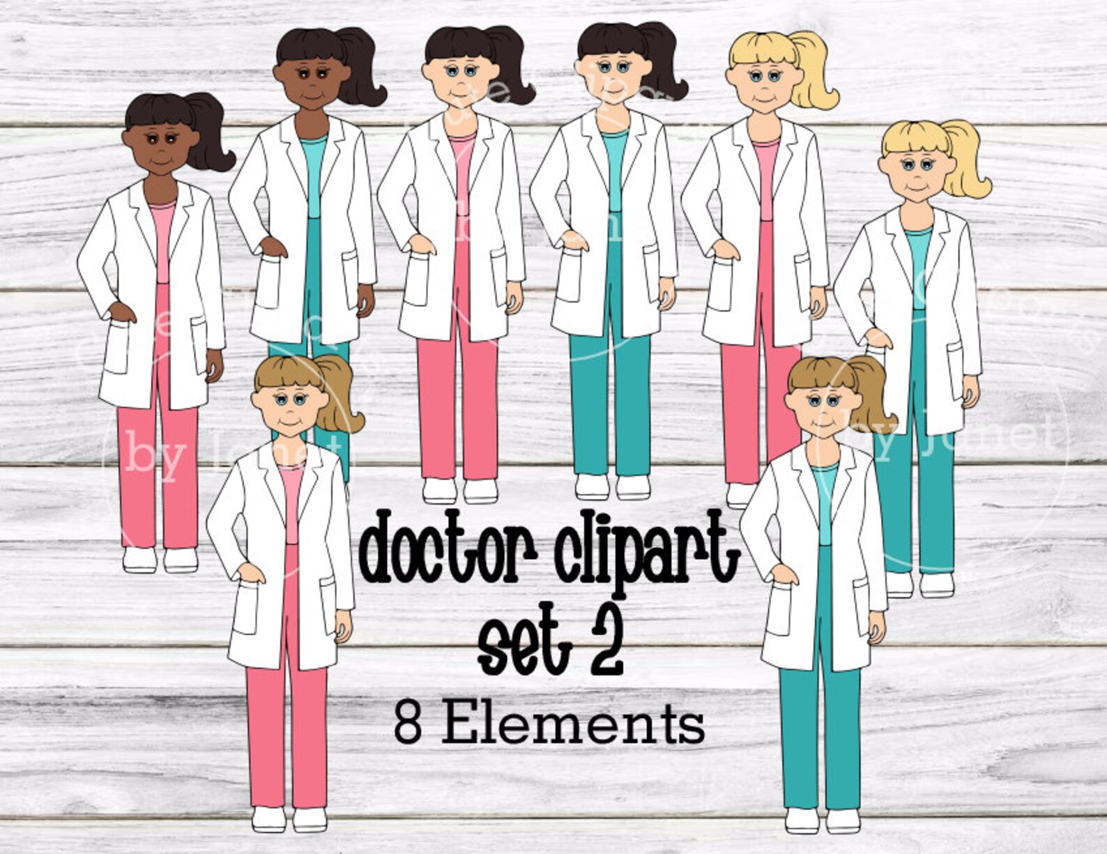 Doctor Clipart Set 2, Includes 8 Cute Doctor Clip Art, Doctor PNG ...
