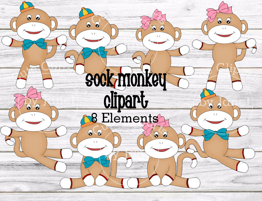 Embroidered Sock Monkey Eyes Clipart