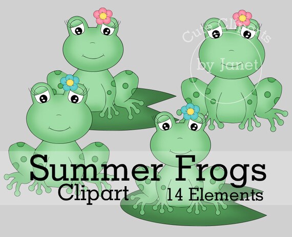 Summer Frog Clipart Includes 14 Frog Images Frog Clipart | Etsy