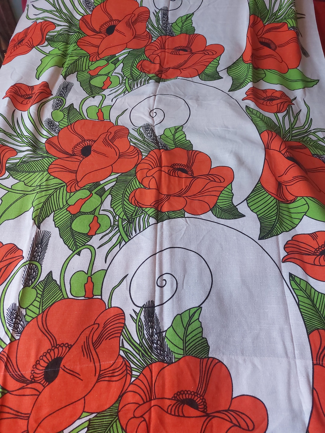 Vintage 1960s Swedish Poppy Curtains: Retro Scandinavian Decor - Etsy