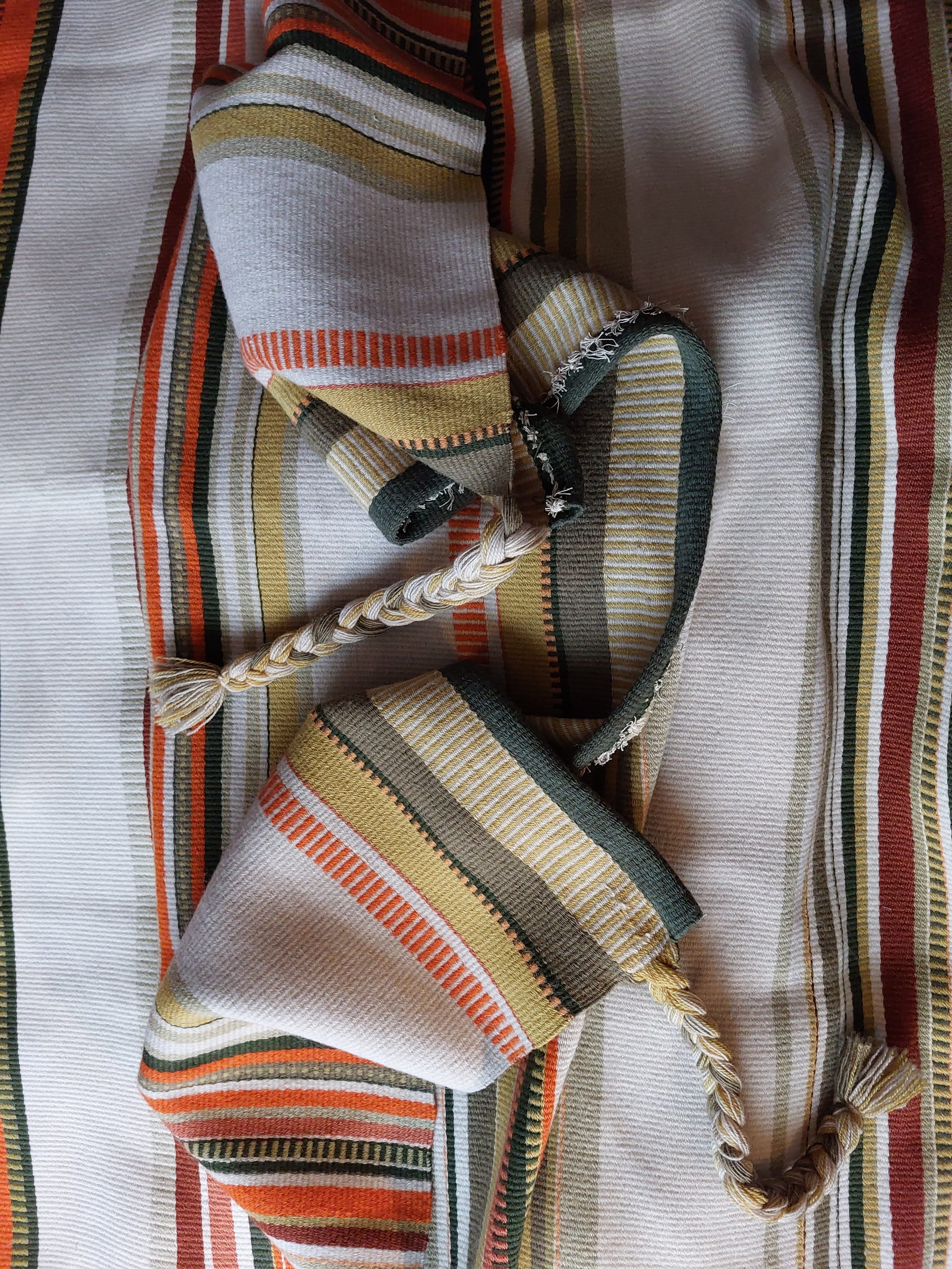 Finnish Raanu, Rare Very Large Vintage Midcentury Striped Woven Wool ...