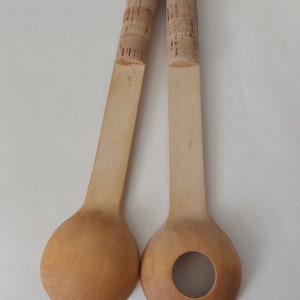 Wooden Serving Set With Cork Handles,signe Persson Melin Style - Etsy