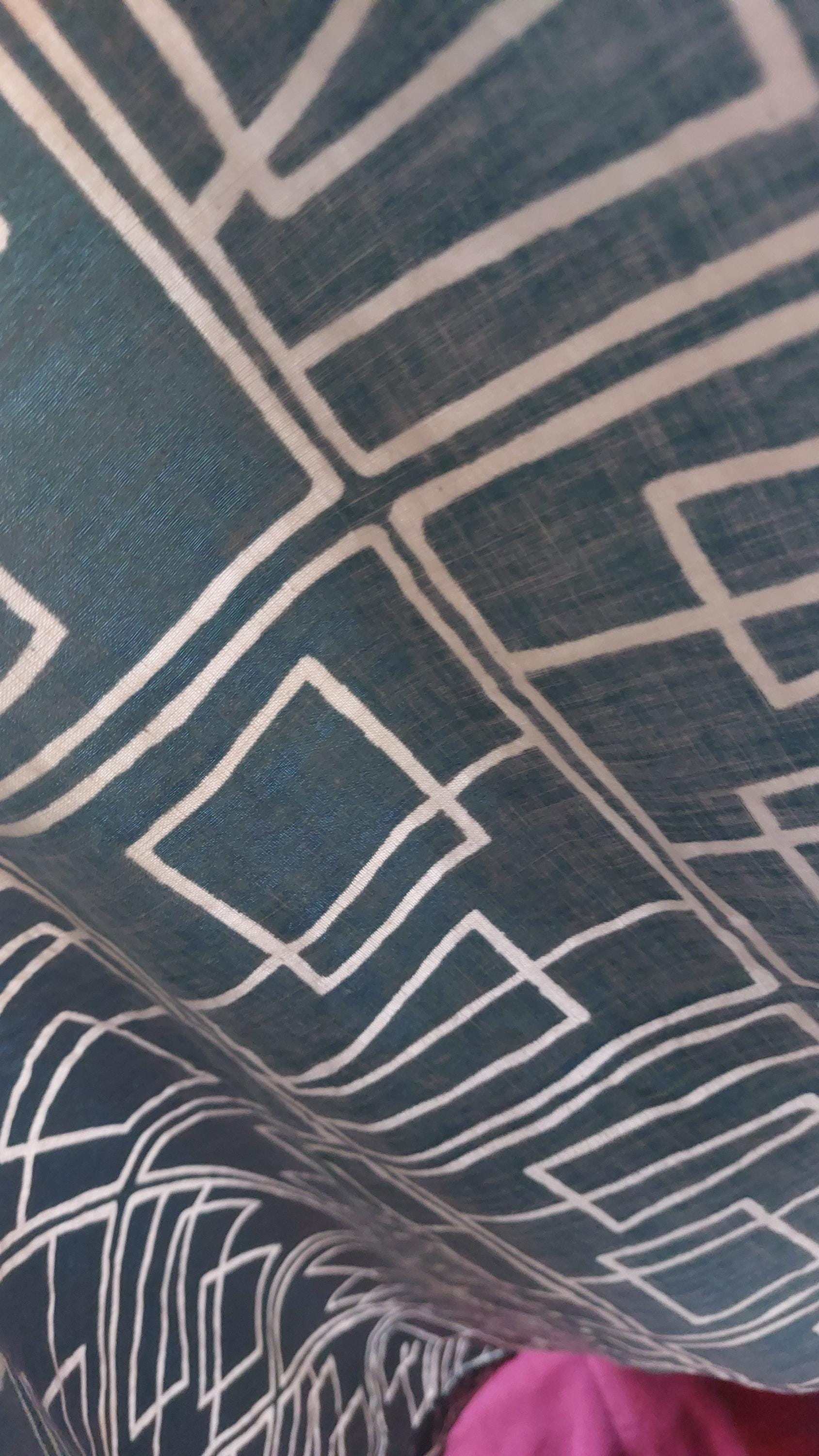 Vintage 50s Danish Handprint Fabric: Geometric Ceylon Textile by Inge ...