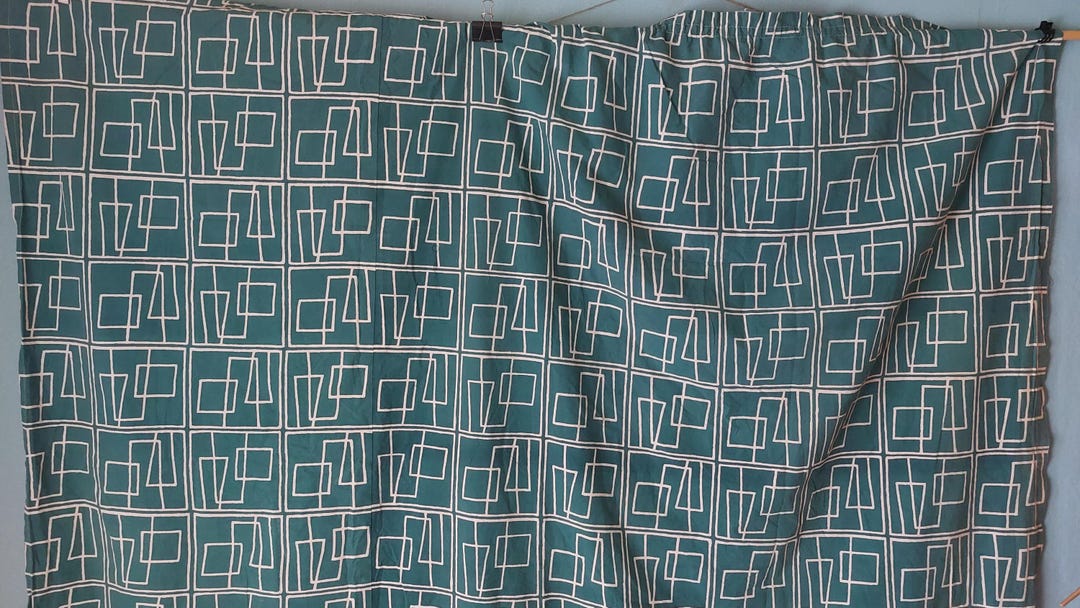 Vintage 50s Danish Handprint Fabric: Geometric Ceylon Textile by Inge ...