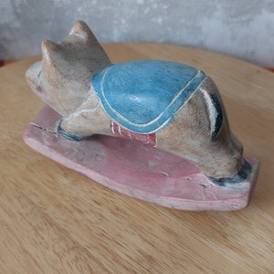 Vintage Wooden Hand Carved Toy Pig Rocking.pastel Coloured,retro Carved ...