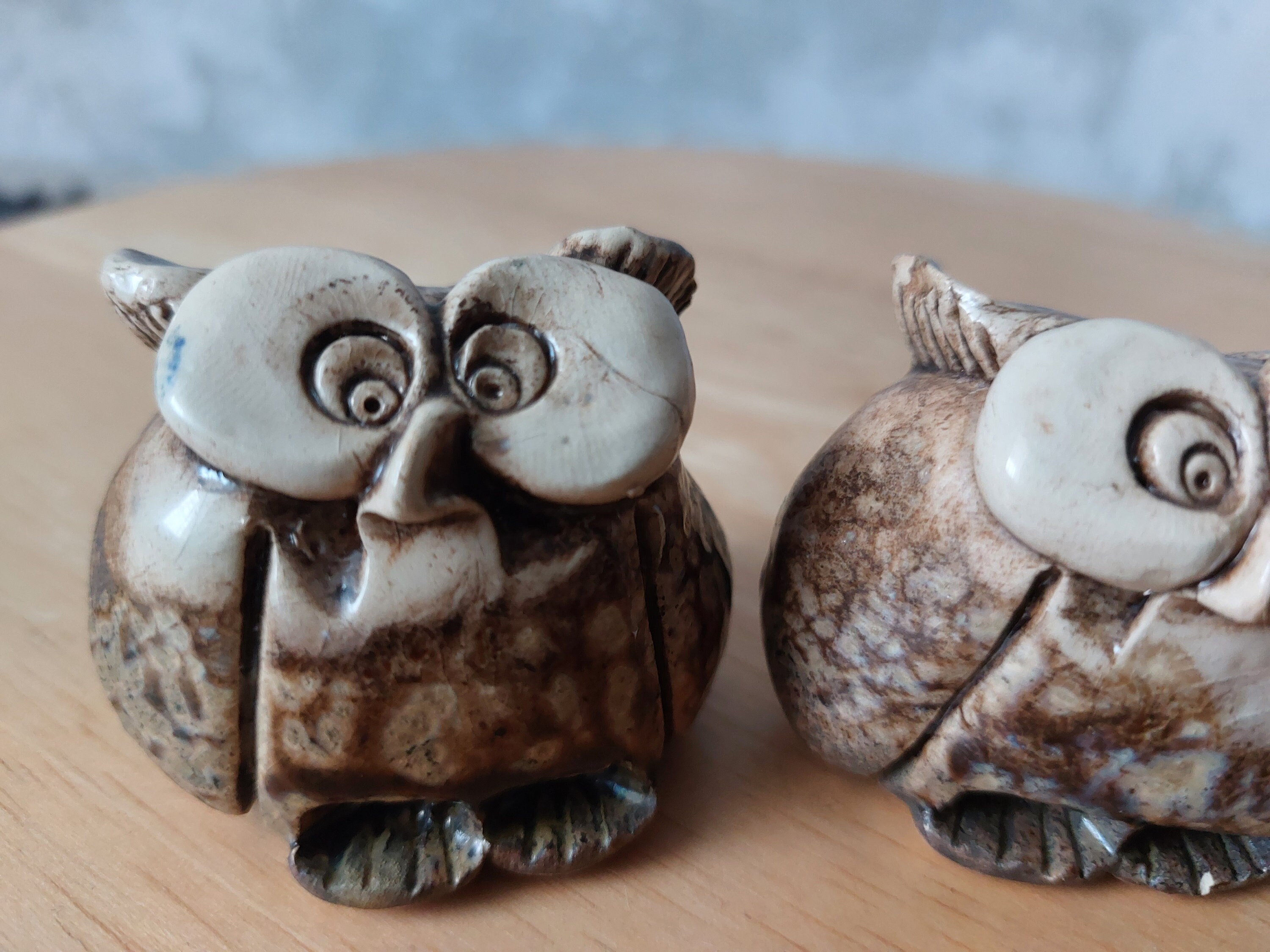 Two Funny Miniature Ceramic Owl Figurines.handcrafted Artisan - Etsy