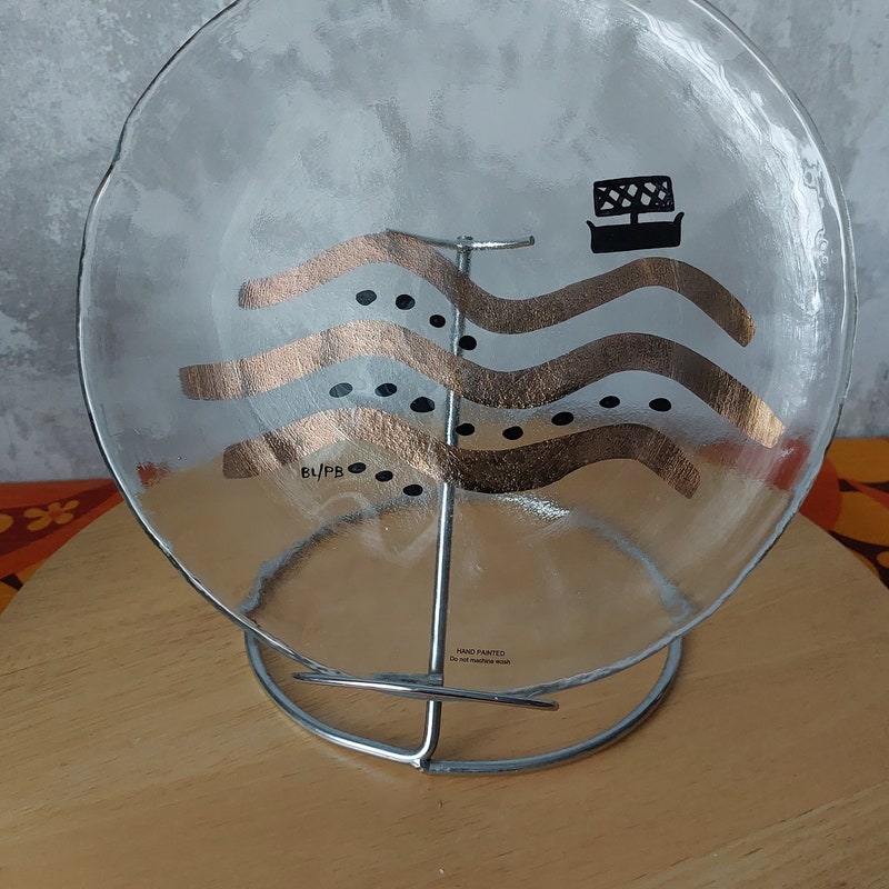 Painted Glass Plate - Etsy