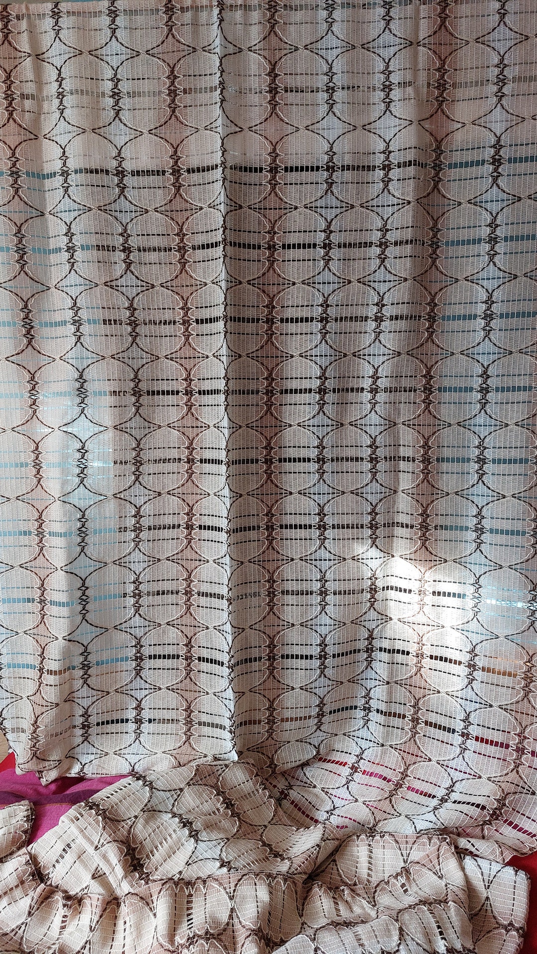 Swedish Vintage 70s ,mid-century Two Mesh Curtains 155x210cm ,retro ...