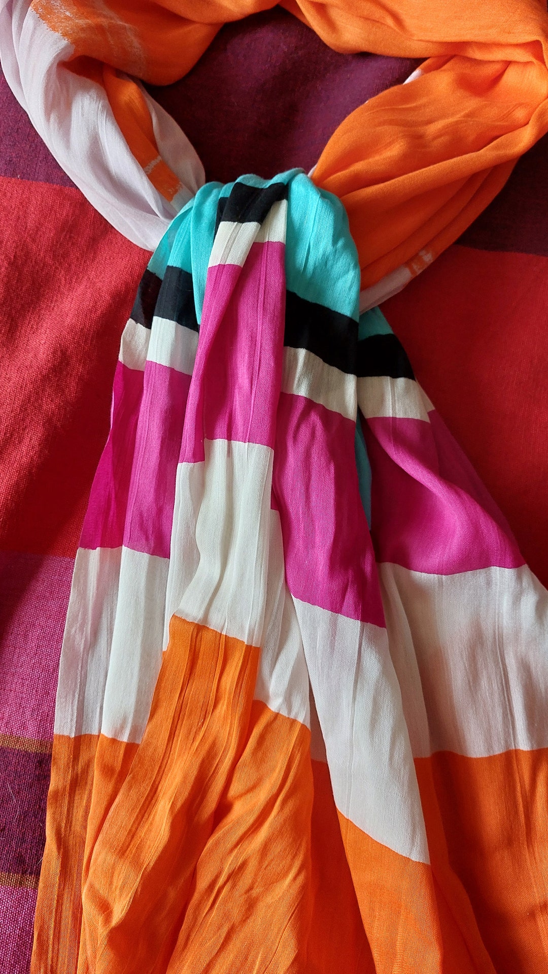 Marimekko,riva,maxi Scarf.long Thin Bright Wide Scarf,cotton and Silk ...