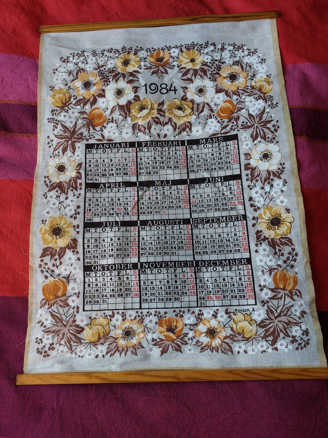 Almedahls ,designed by Inger Åberg, Wall Hanging ,calendar Year 1984 - Etsy