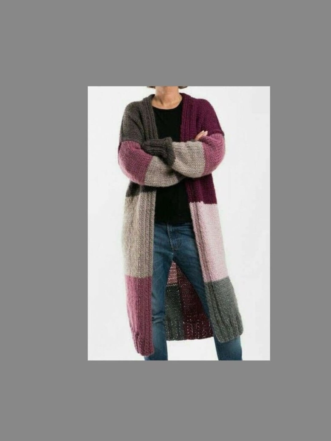 Women Long Maxi Knitting Pattern Cardigan Long Knitted Sweater for ...