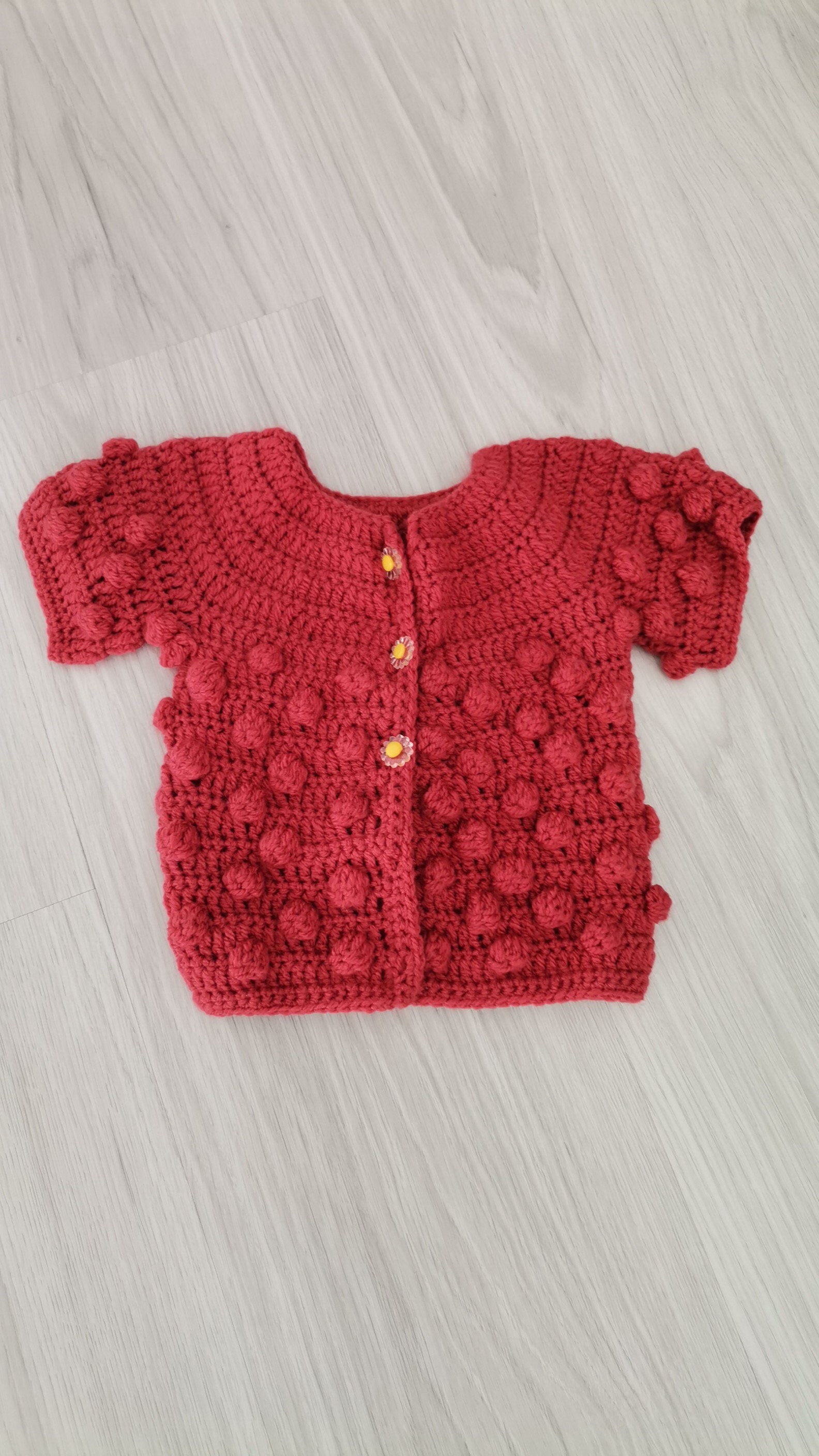 KNIT BABY CARDIGAN, Baby Cardigan, Red Wool Sweater, Handmade Knitted ...
