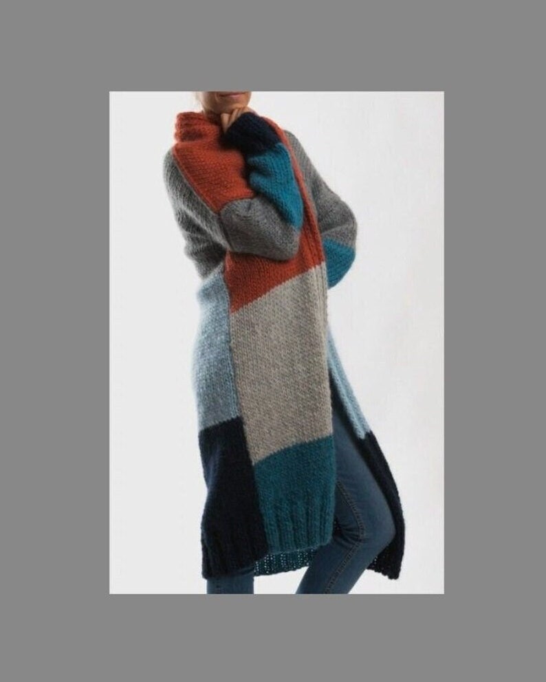 Women Long Maxi Knitting Pattern Cardigan Long Knitted Sweater for ...