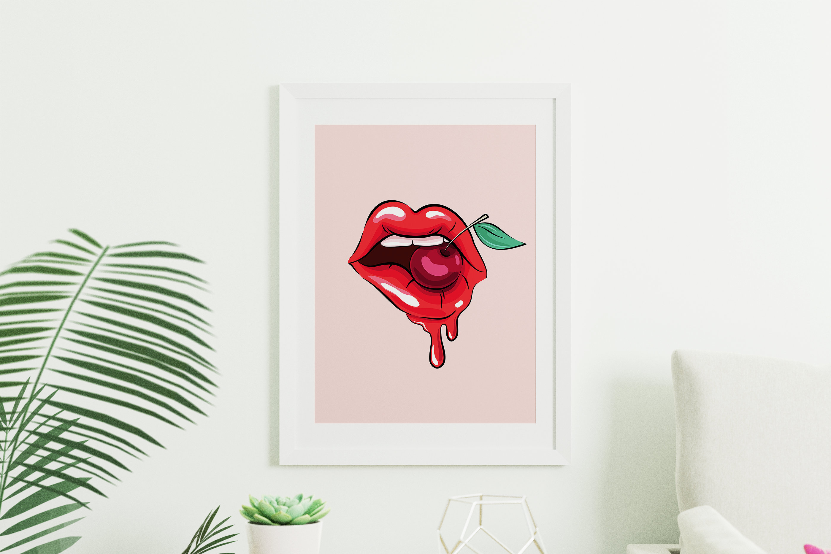Lips Digital Art Print | Preppy Wall Art, Trendy Room Decor, Dorm Wall ...