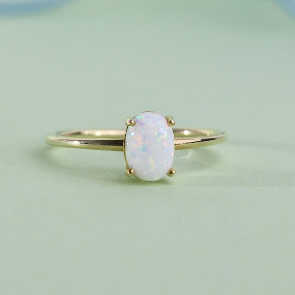 Simple Opal Ring - Etsy