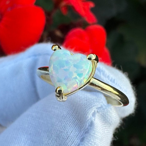 Opal Heart Ring - Etsy