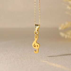 Elegant 14K Gold Treble Clef Pendant: Musical Jewelry Gift for ...