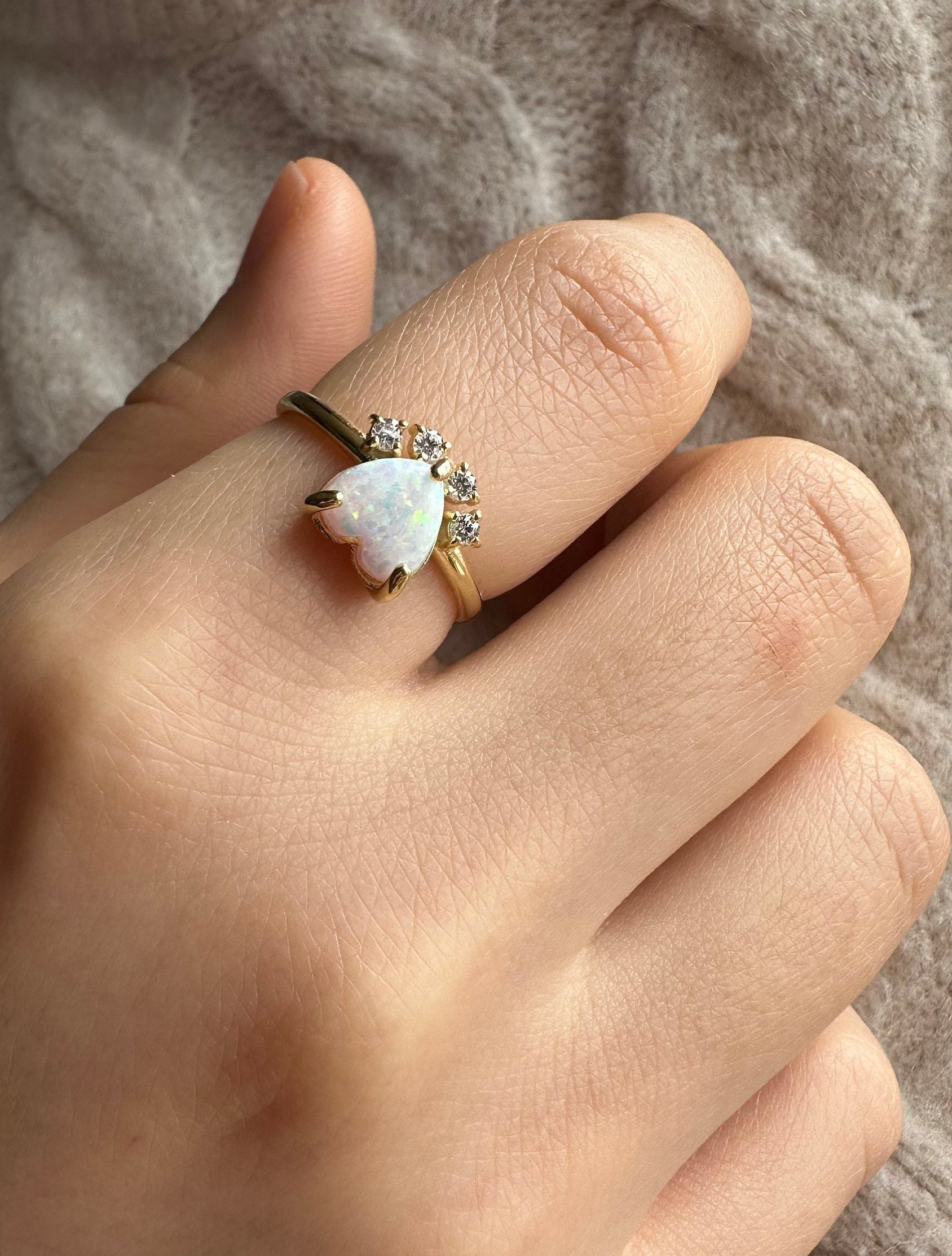 Gold Paw Ring Gold Opal Ring Dog Paw Ring Cat Paw Ring - Etsy