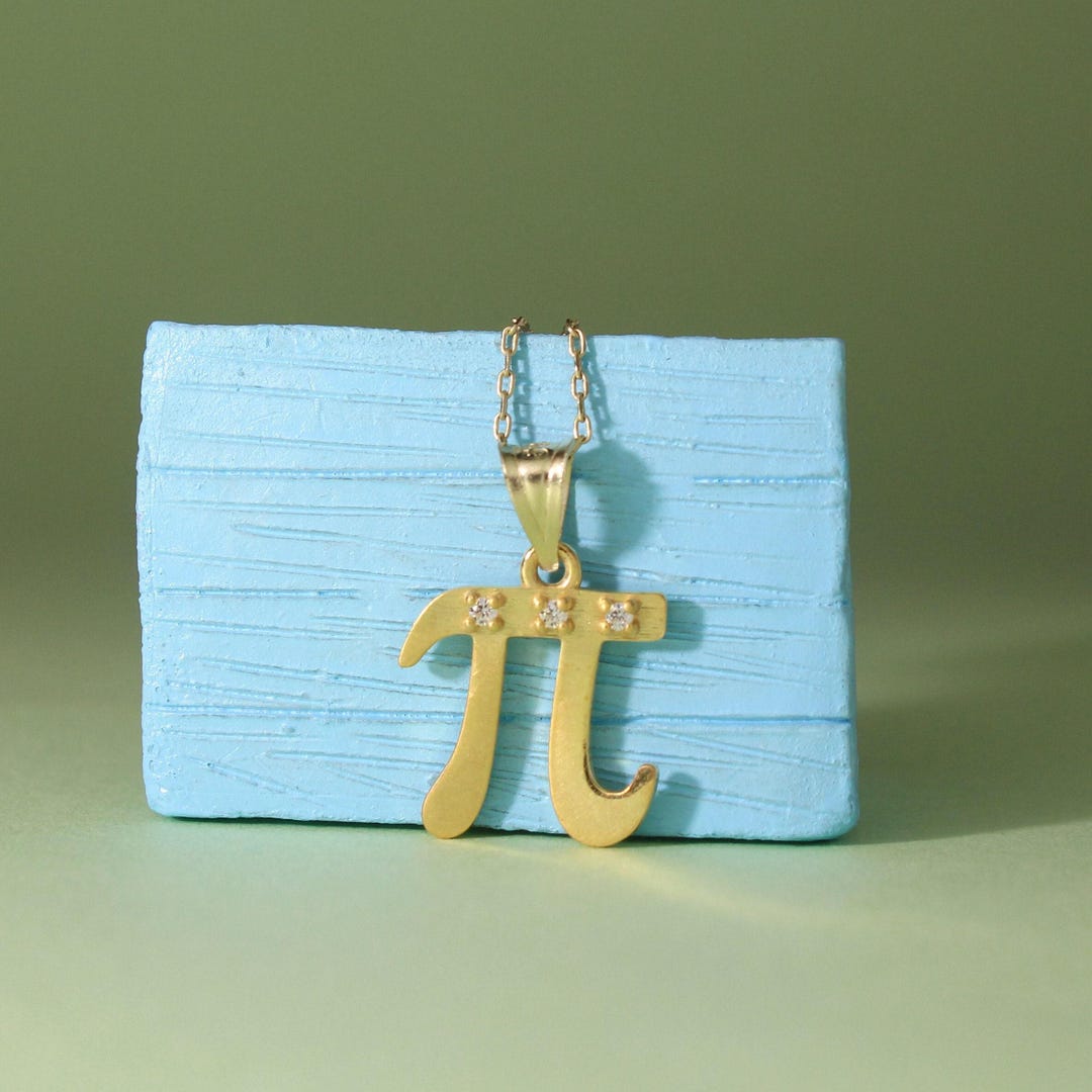 14k Gold Pi Symbol Necklace: Moissanite Math Pendant - Etsy