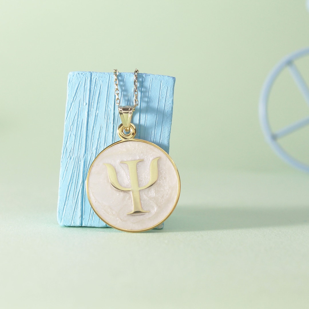 14k Gold Psi Symbol Necklace Psychology Graduation Gift for Students ...
