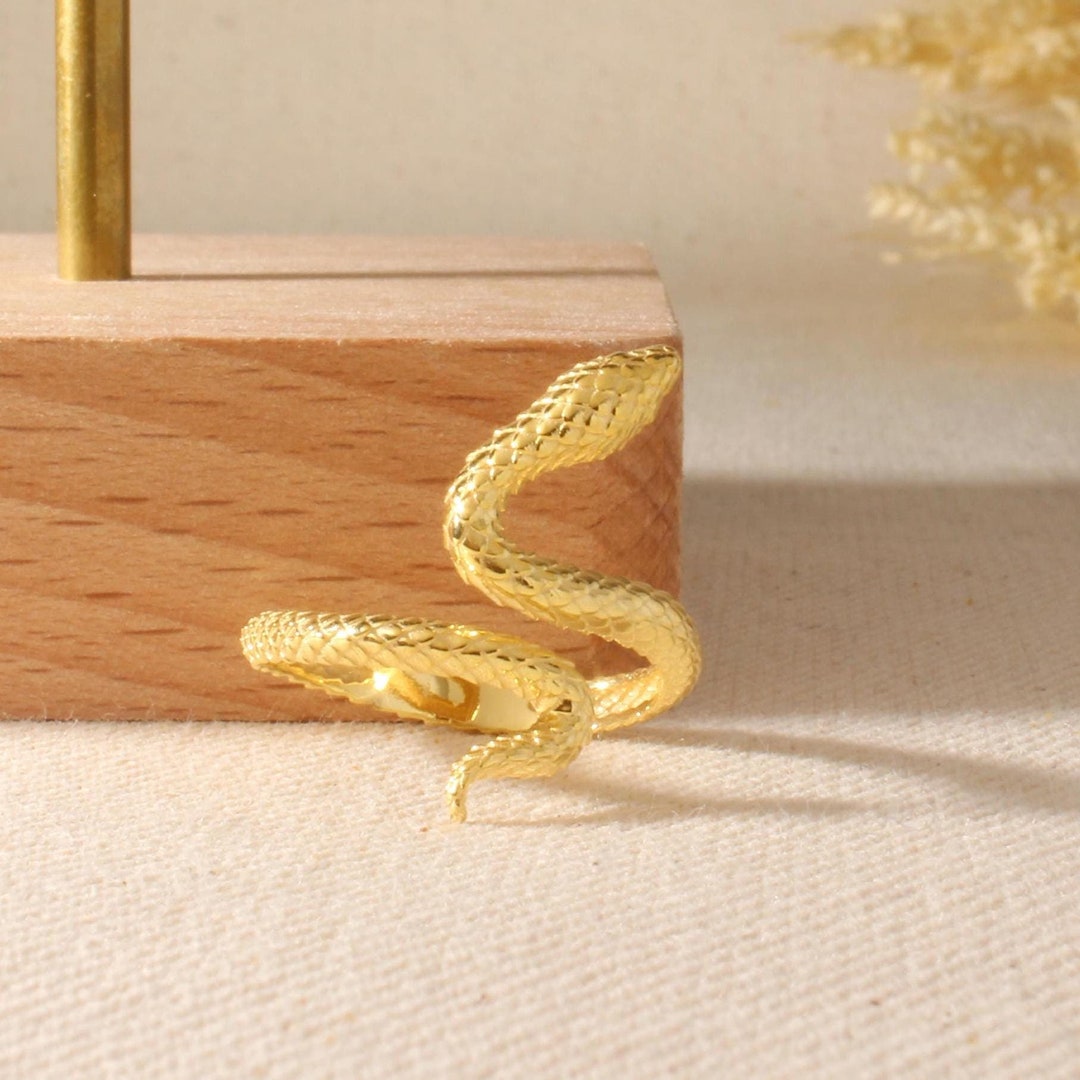 Elegant 14k/18k Solid Gold Serpent Ring - Unique Valentine's Day Gift ...