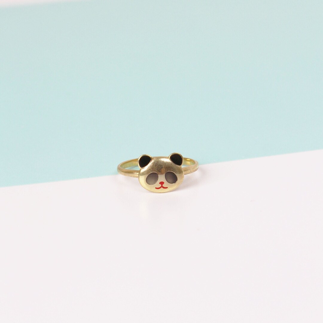 Gold Panda Ring Gold Bear Ring 14k Gold Cute Animal Ring Gold ...