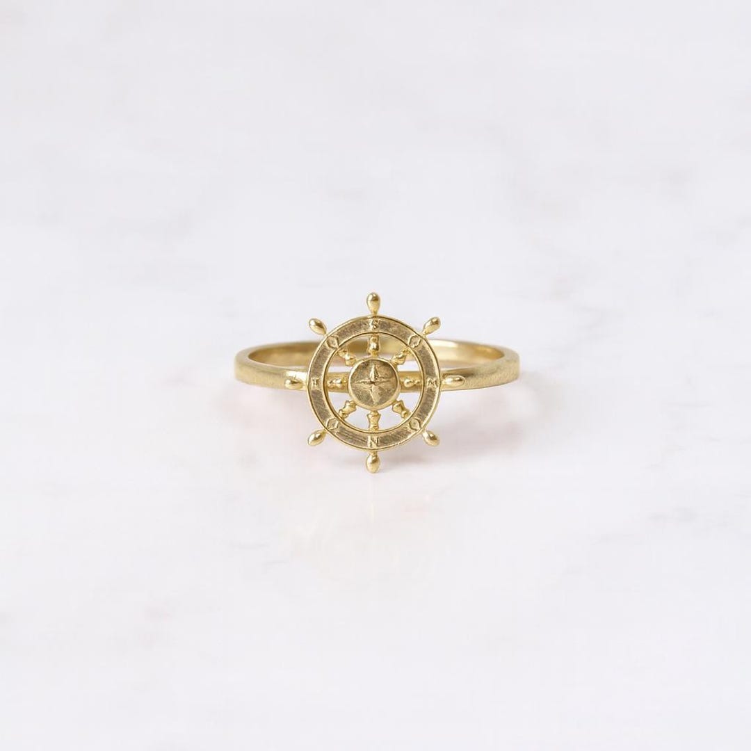 Elegant Nautical Rudder Ring, 10k-18k Gold/silver Ship Helm Jewelry for ...