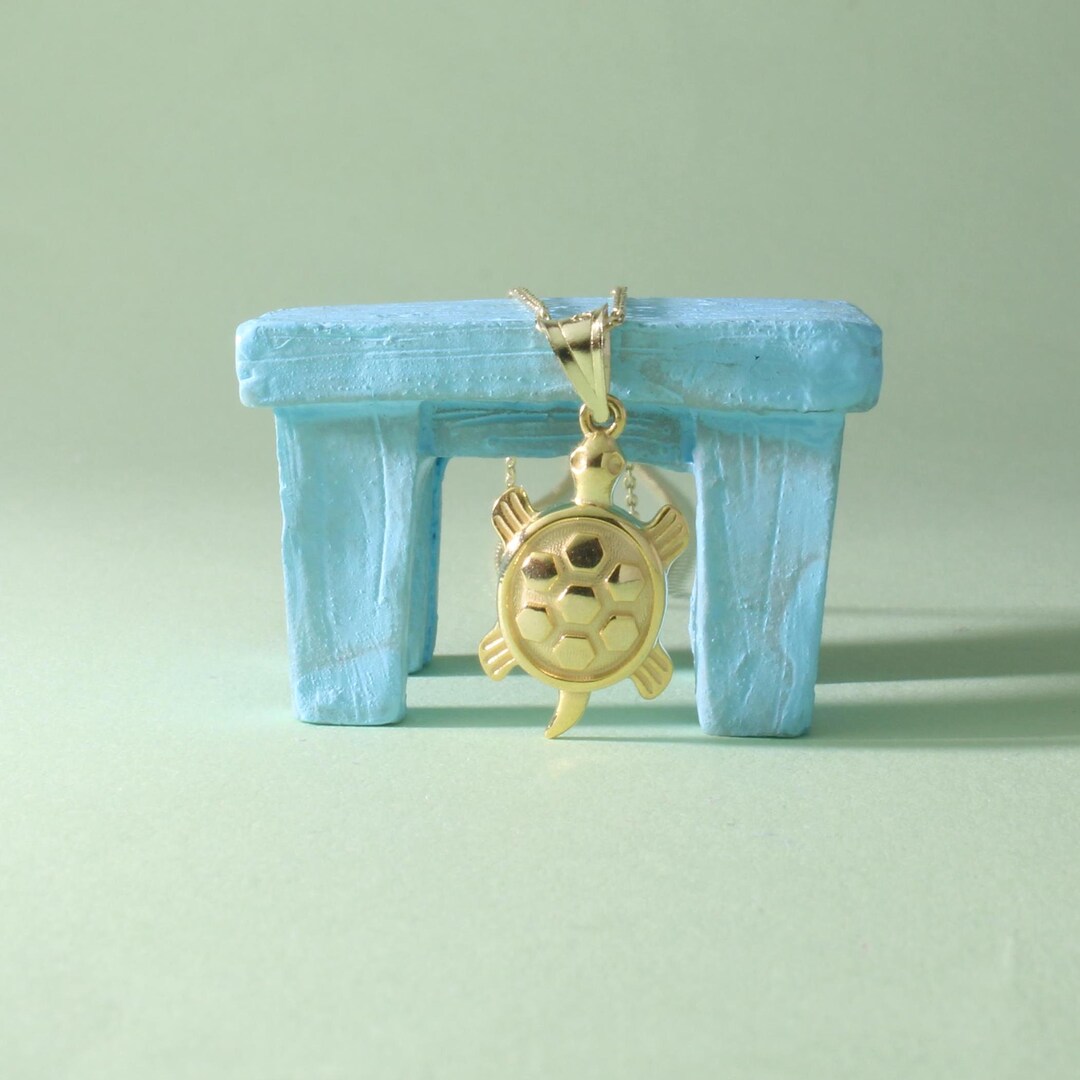 Elegant 14k Solid Gold Sea Turtle Pendant: Unique Ocean-inspired ...