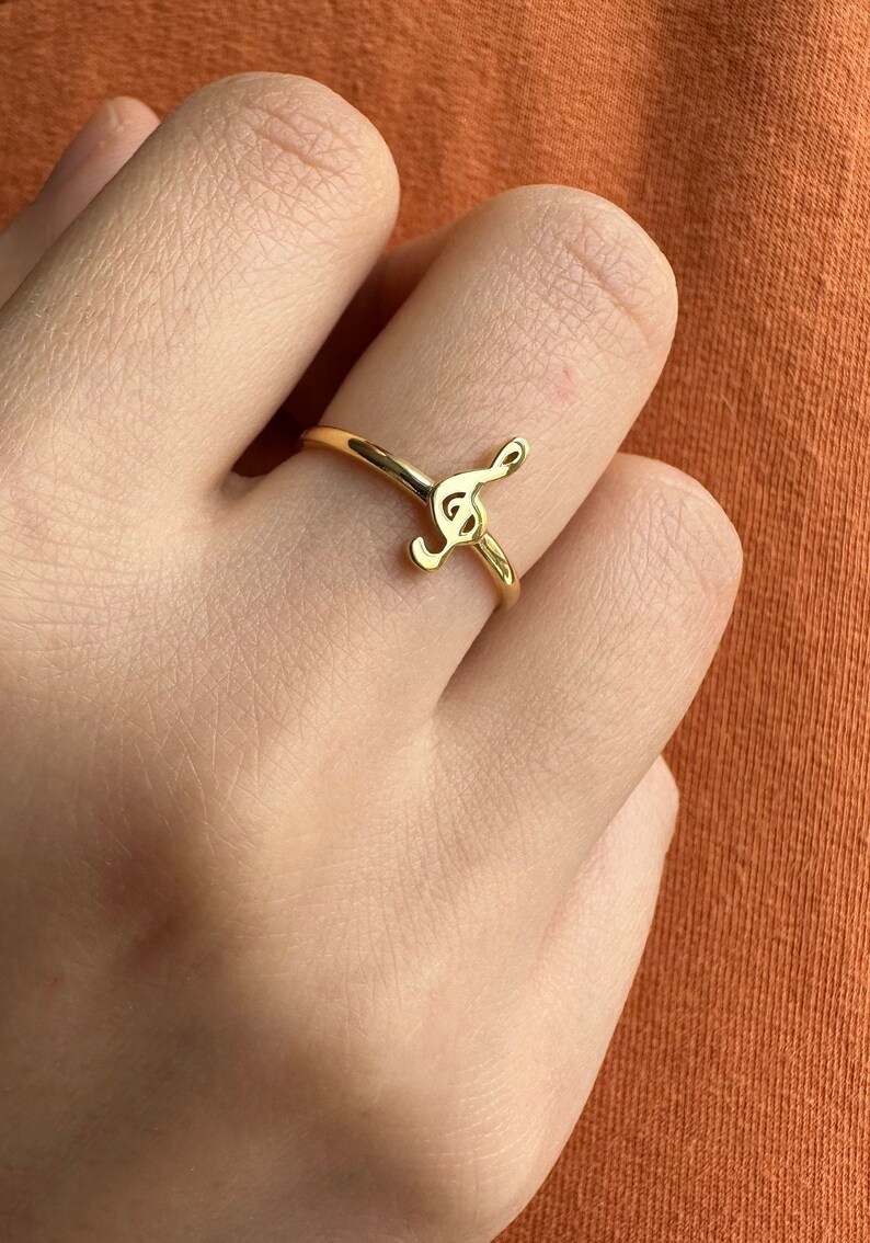 Gold Treble Clef Ring Gold Musical Note Ring 14k Musician Ring - Etsy