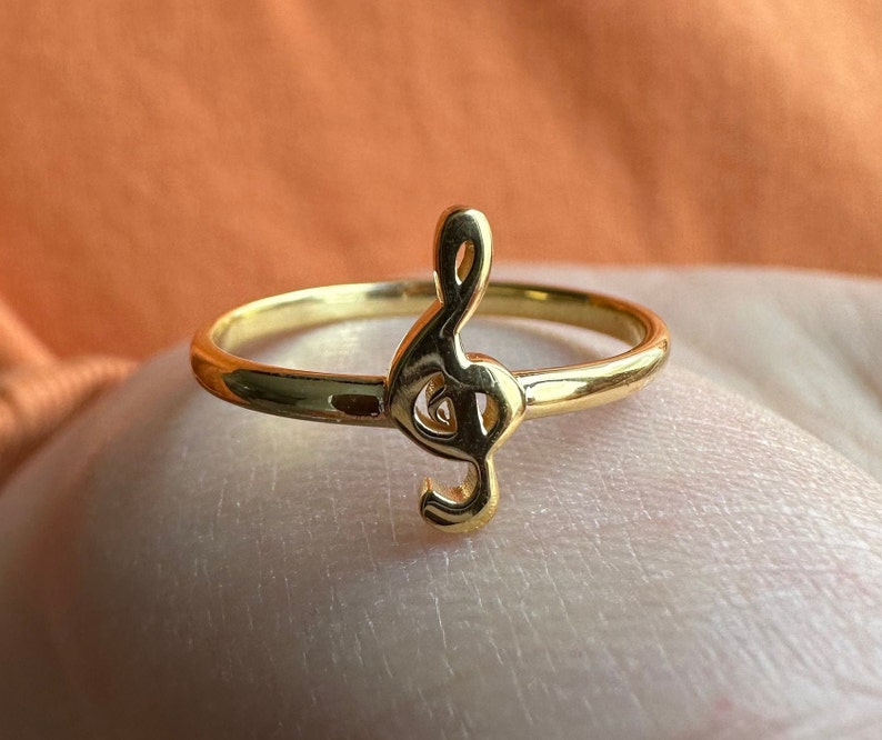 Gold Treble Clef Ring Gold Musical Note Ring 14k Musician Ring - Etsy