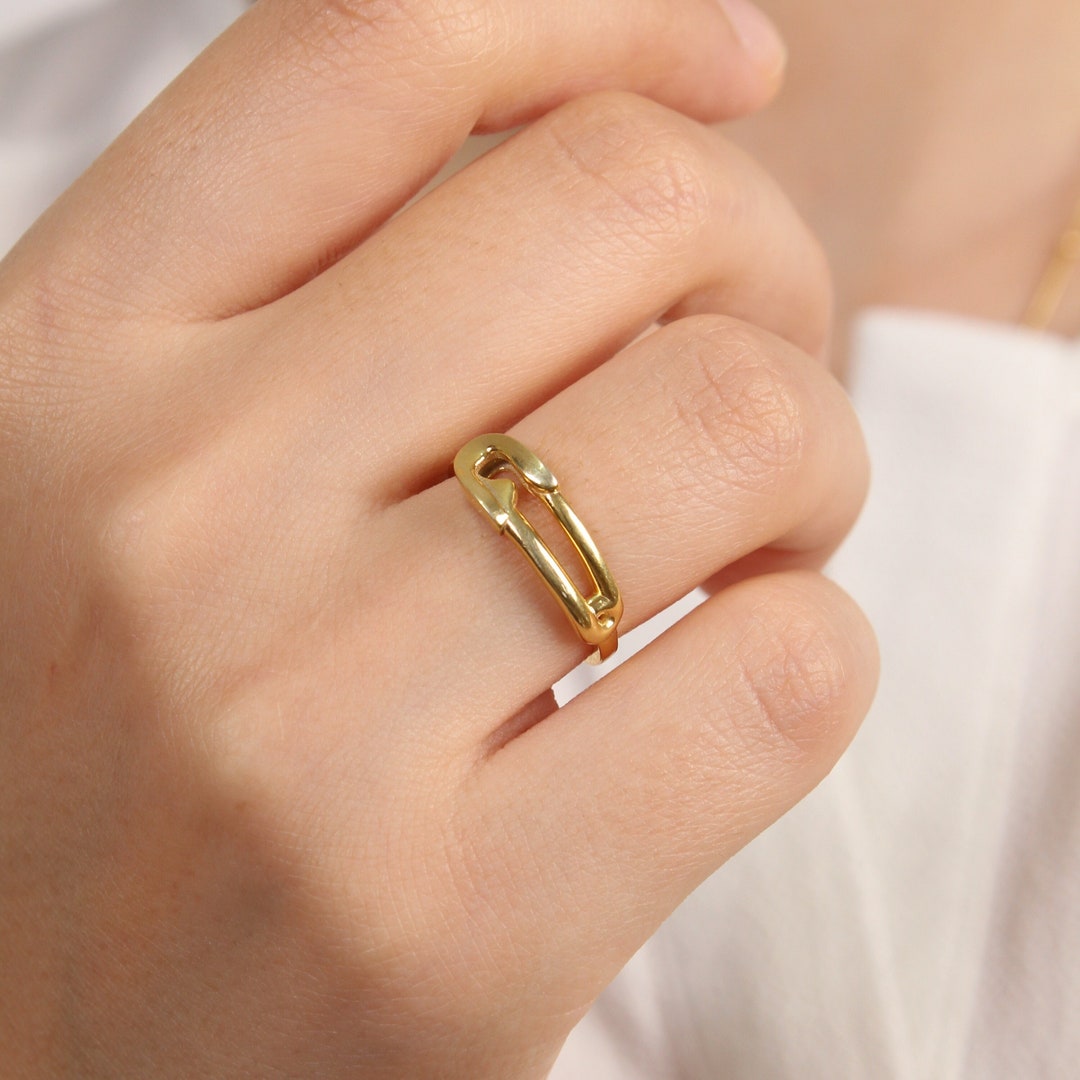 10k Gold Hook Ring 14k Solid Gold Tailor Ring Hook Ring Gift for Tailor ...