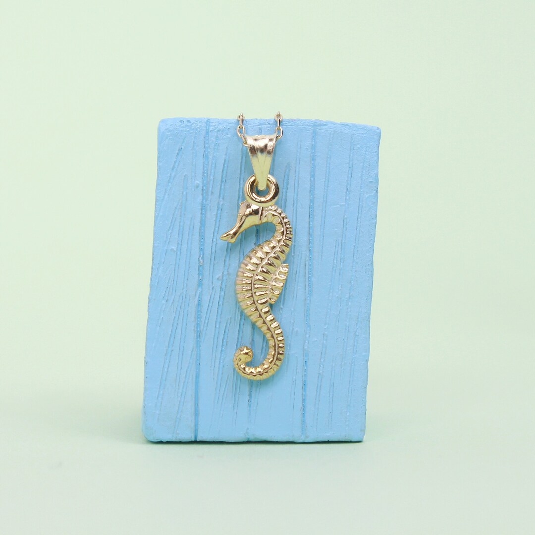 14k Gold Seahorse Necklace Dainty Summer Pendant Gold Seahorse Charm ...